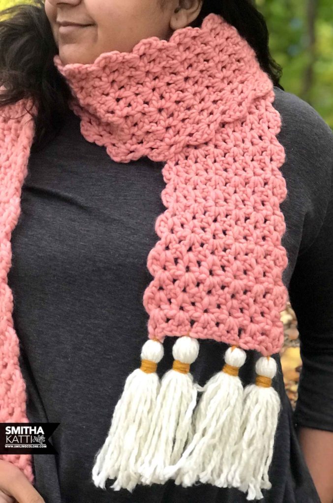 Simple V Stitch Crochet Scarf Pattern Pdf - Smiling Colors