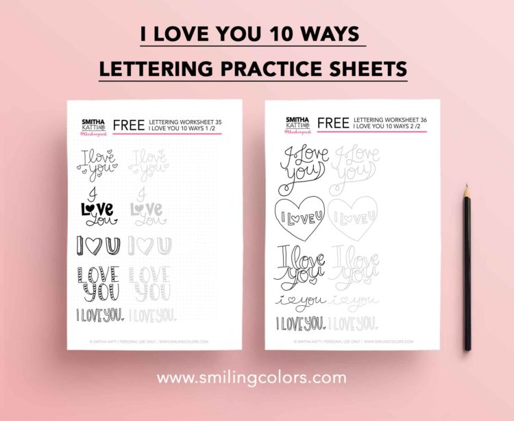 10 Different Styles Of Lettering I Love You - Smiling Colors