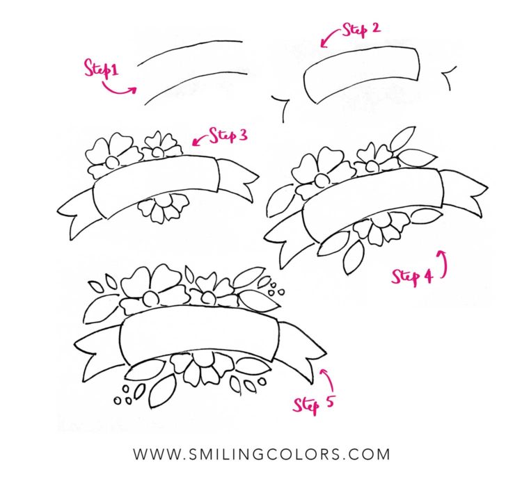 How to Draw Banners 3 Ways with FREE Worksheet! - Smiling Colors