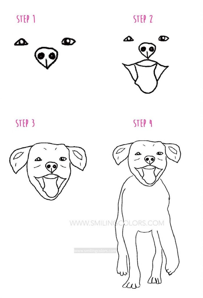How To Draw A Dog By Step By Step - Smiling Colors