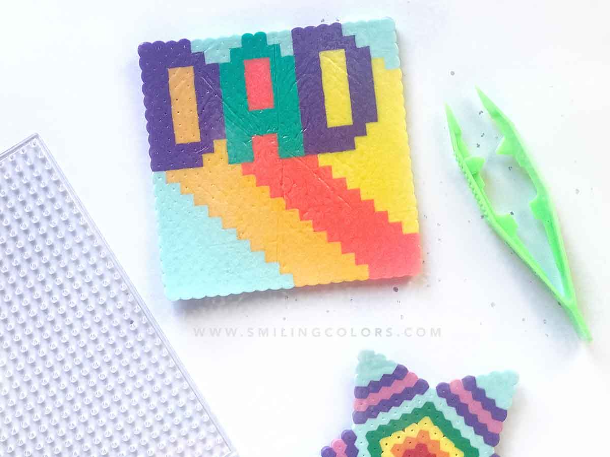 How To Make a Perler Bead Coaster For Dad - Smiling Colors