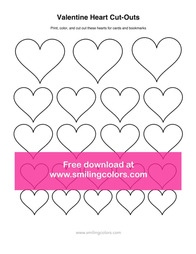 Valentine Hearts Printable Pdf - Smiling Colors